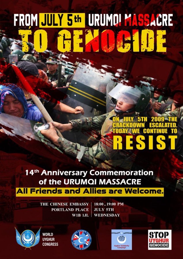 London Protest to remember Urumqi Massacre – 5th July – Global Alliance ...